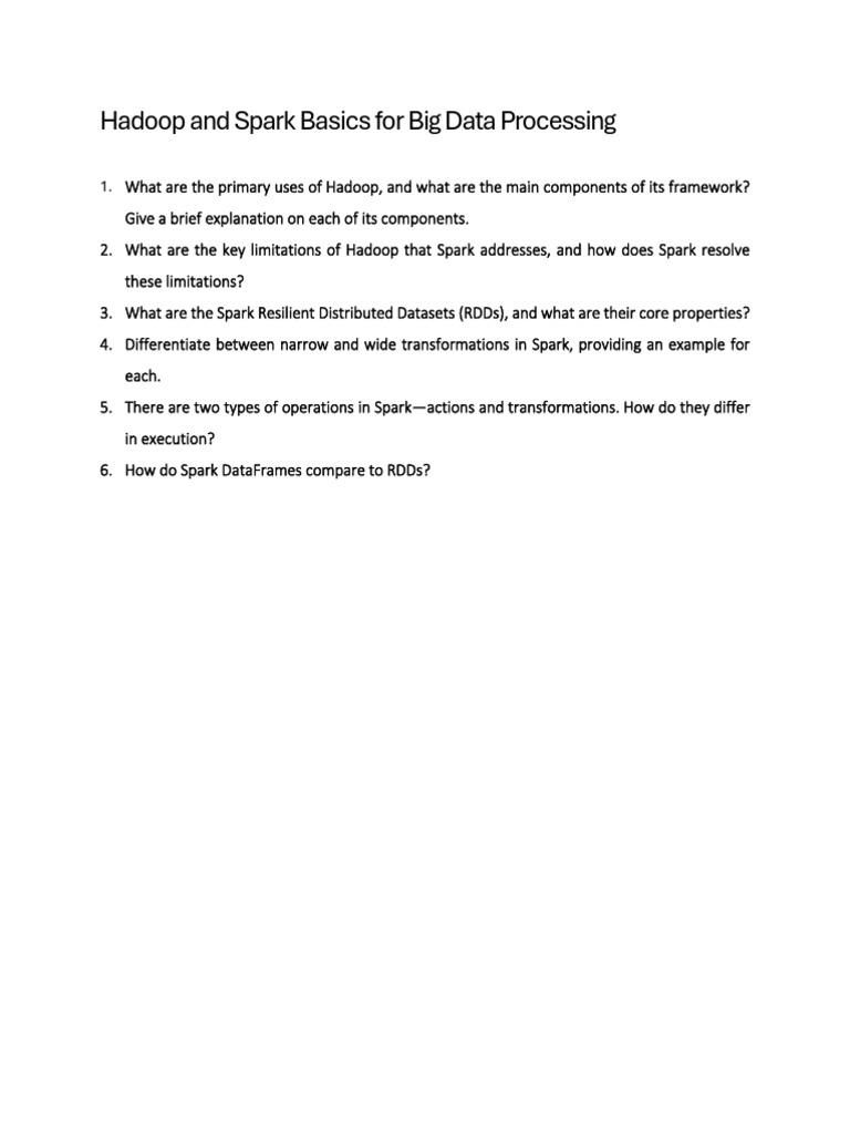 Hadoop and Spark Basics For Big Data Processing - Assignment | PDF