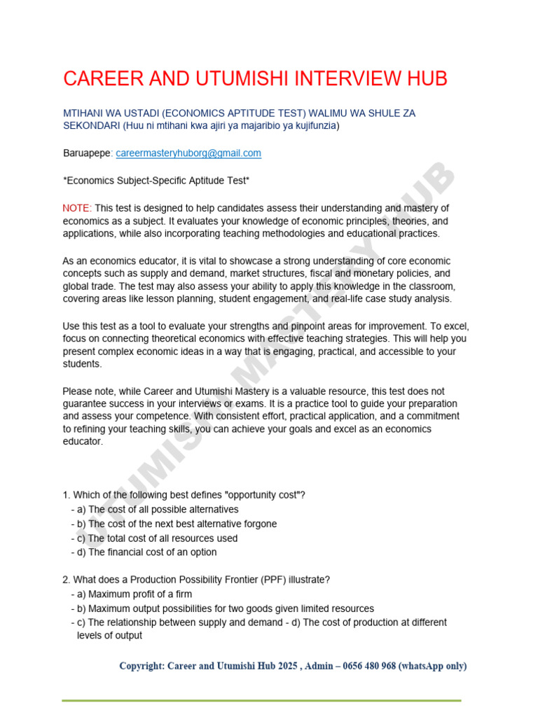 Subject Based Economic Aptitude Test For Teachers | PDF | Profit ...