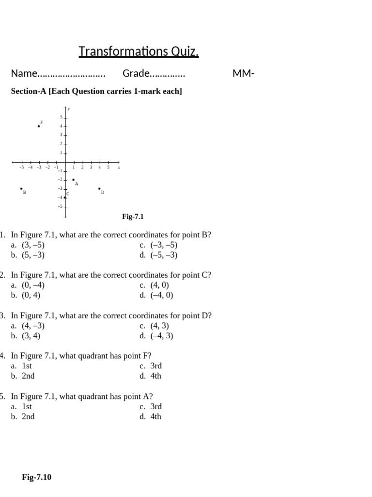 Transform Quiz-1 | PDF | Cartesian Coordinate System | Mathematics