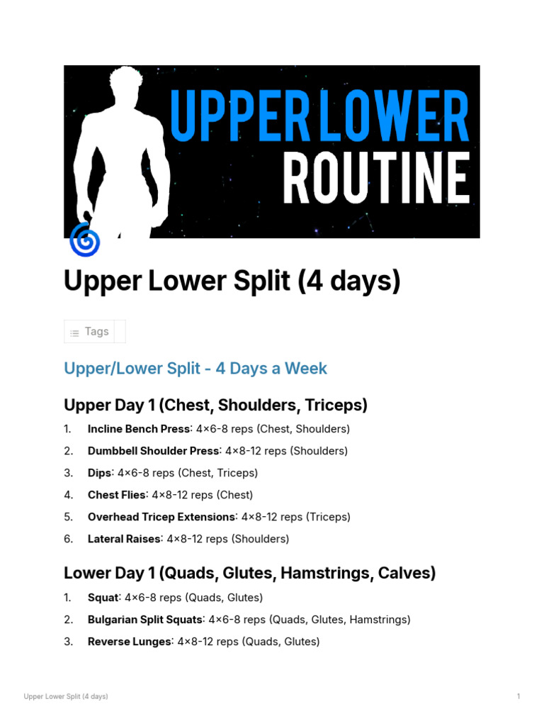4-Day Upper Lower Workout Plan | PDF