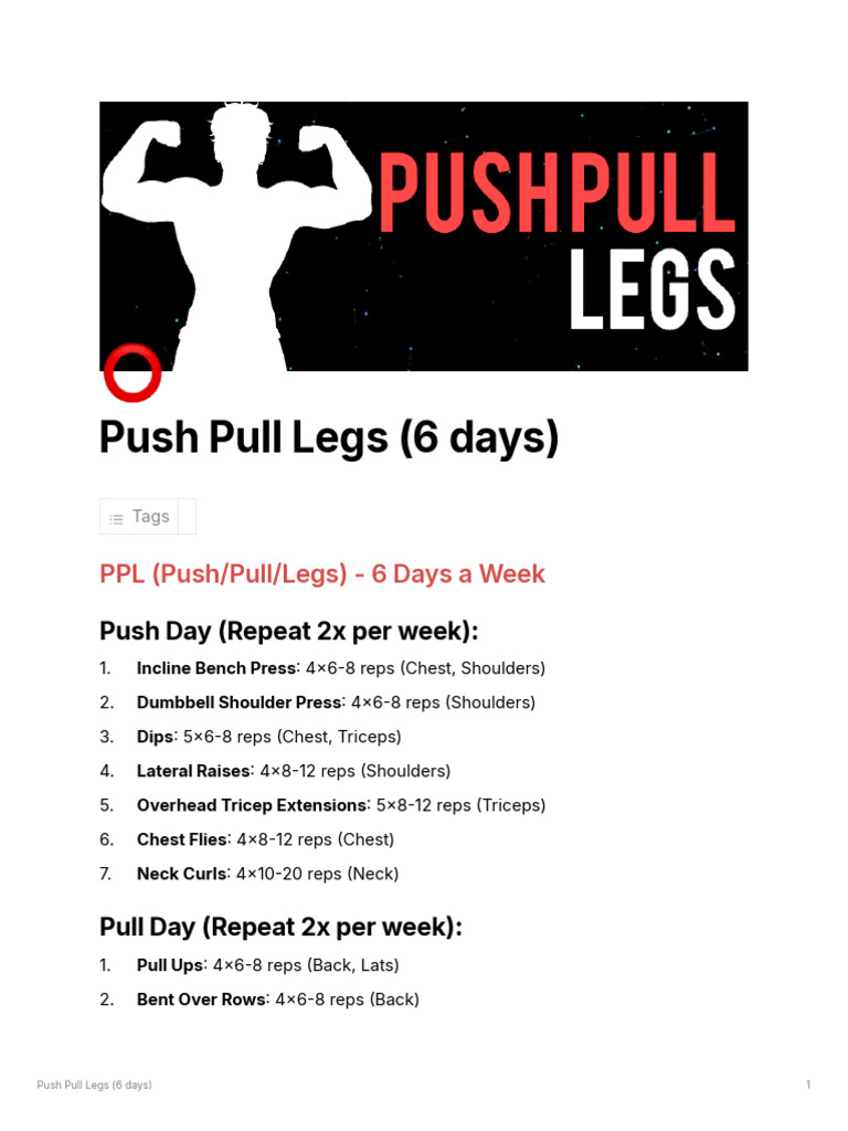 Push Pull Legs (6 Days) | PDF