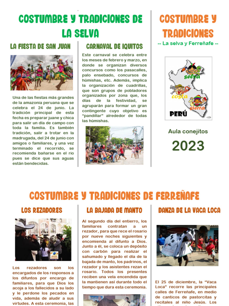 Tríptico Costumbre y Tradiciones de Ferreñafe y La Selva | PDF | Carnaval | Tradiciones
