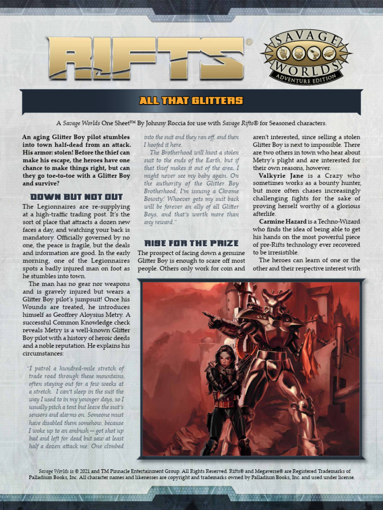 Rifts® For Savage Worlds One Sheet All That Glitters | PDF