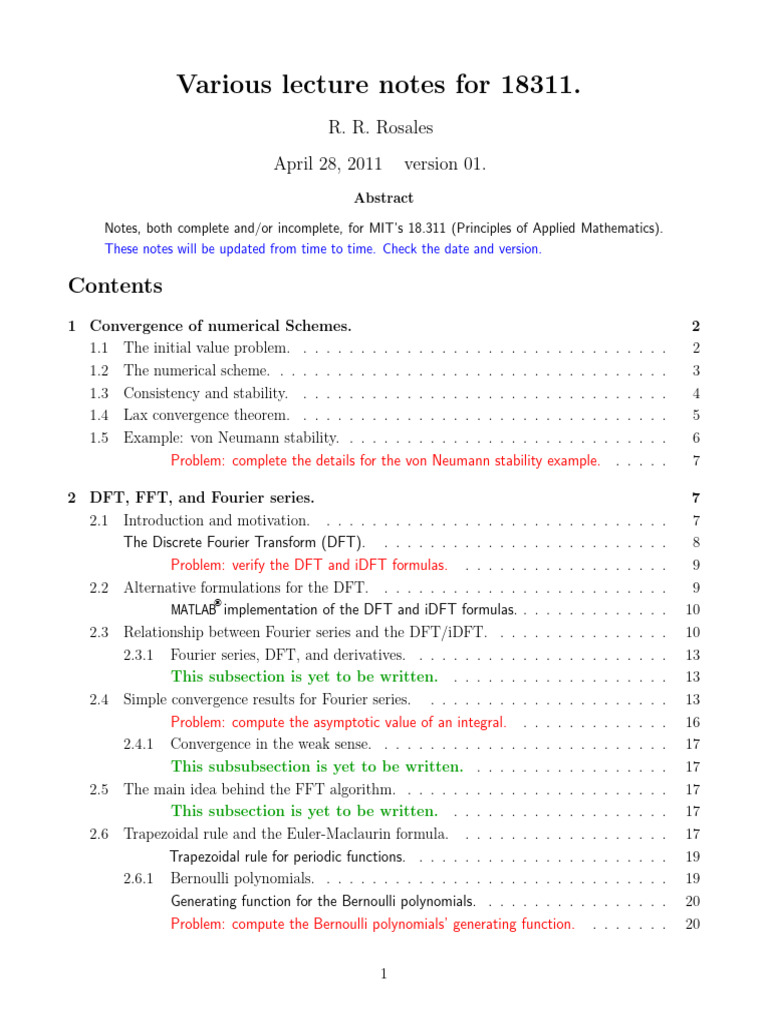 Various Lecture Notes For 18311. | PDF | Discrete Fourier Transform ...