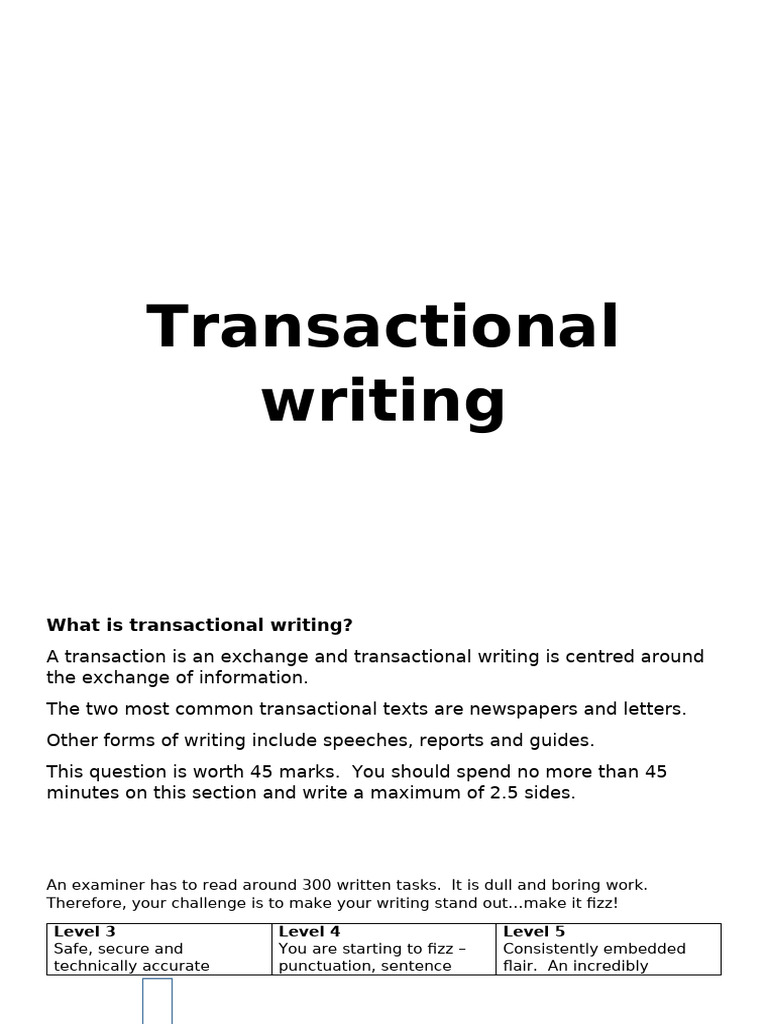 Transactional Writing Past Questions | PDF | Sentence (Linguistics ...