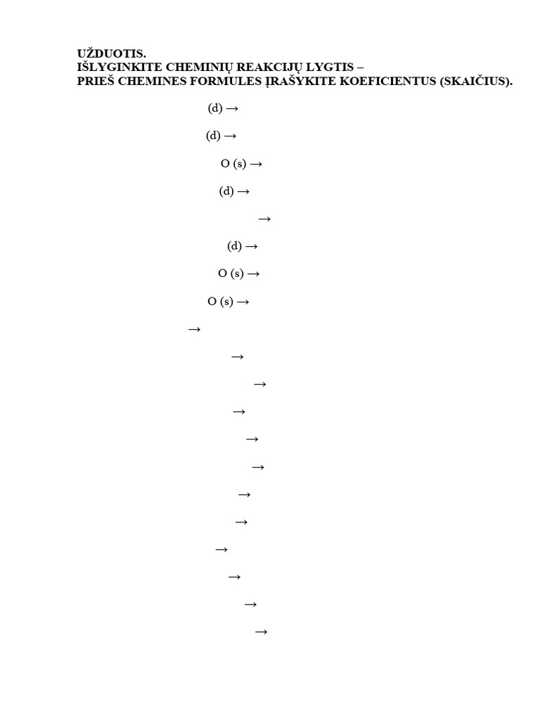 Cheminiu Reakciju Lygtys - Namu Darbai | PDF