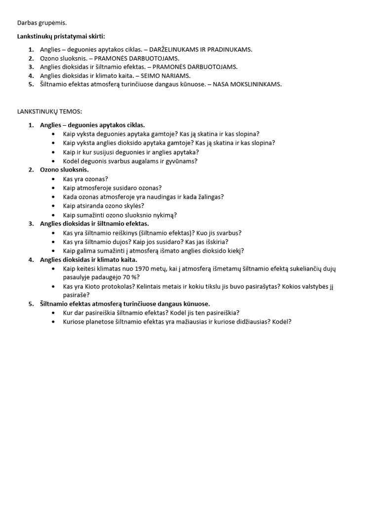 Grupinis Darbas - Lankstinukai + Pristatymas - Skyriaus - Deguonis ...