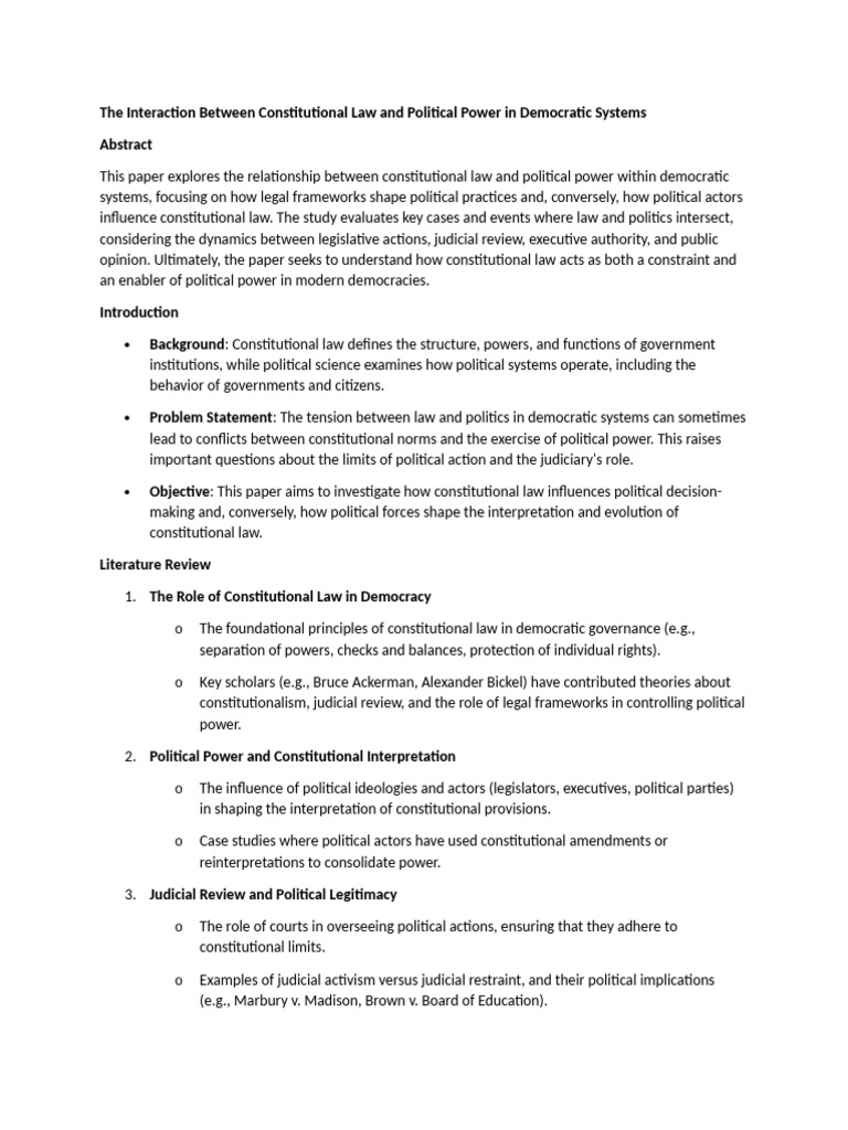 The Interaction Between Constitutional Law and Political Power in ...