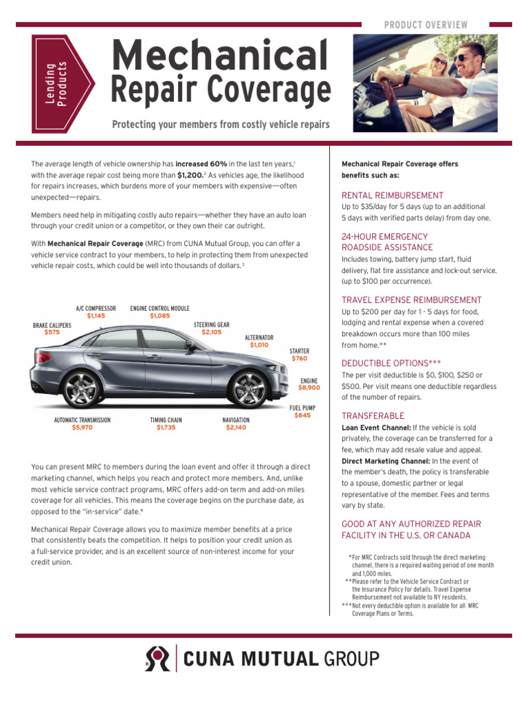 Mechanical Repair Coverage Product Overview | PDF | Loans | Insurance