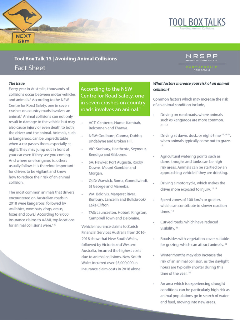 Avoiding Animal Strikes Fact Sheet 1 | PDF | Road Traffic Safety ...