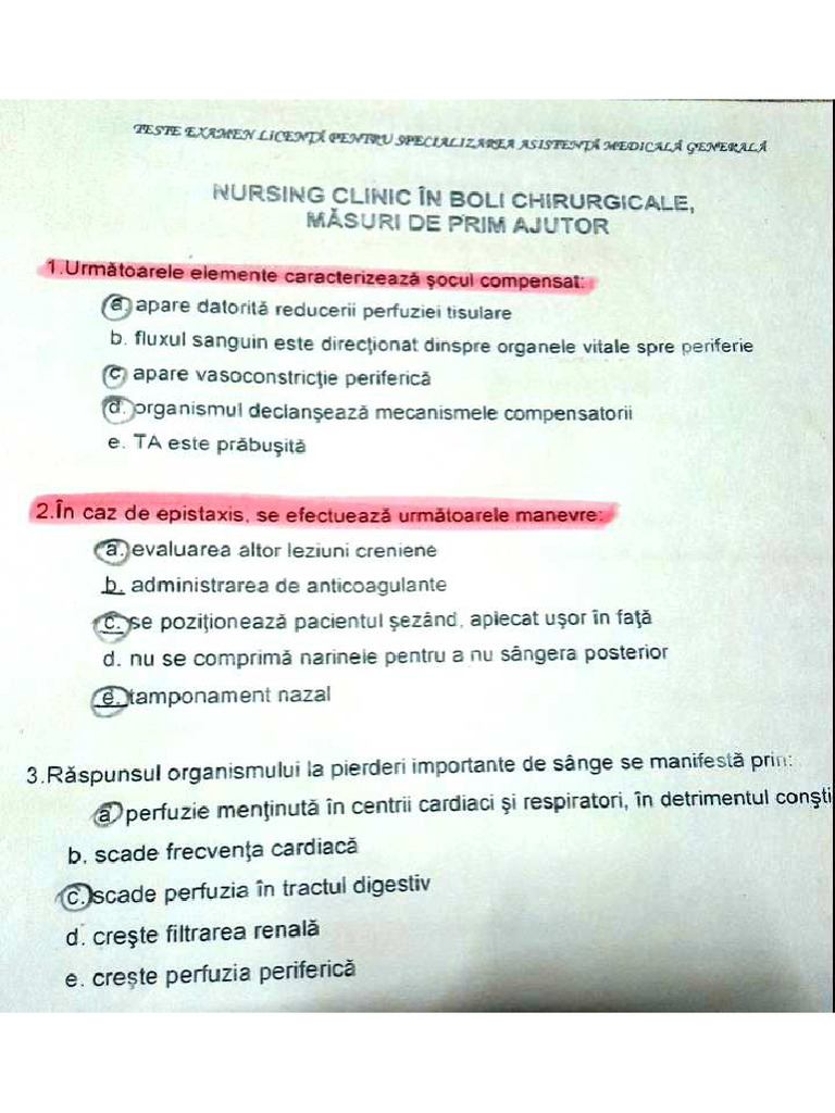 Teste Prim Ajutor | PDF