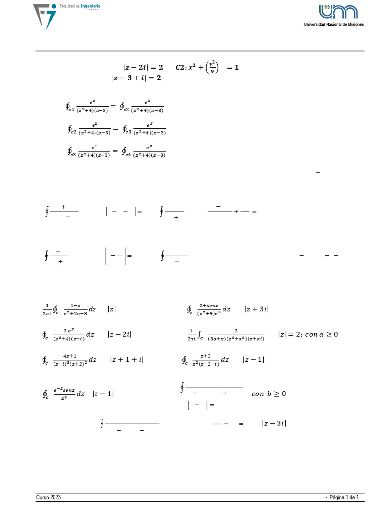 TP N° 5- Integrales complejas 2023 | PDF | Matemáticas | Análisis matemático