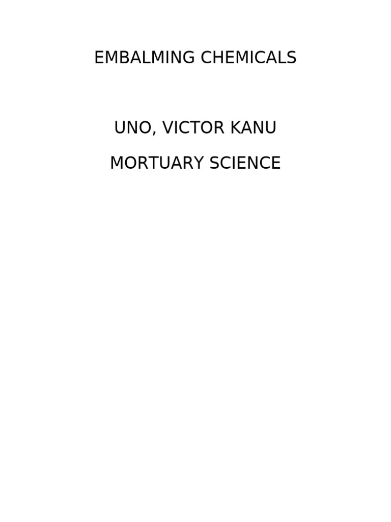Embalming Chemicals | PDF | Formaldehyde | Chemical Compounds