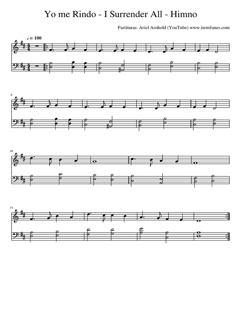 Yo Me Rindo - I Surrender All - Himno | PDF