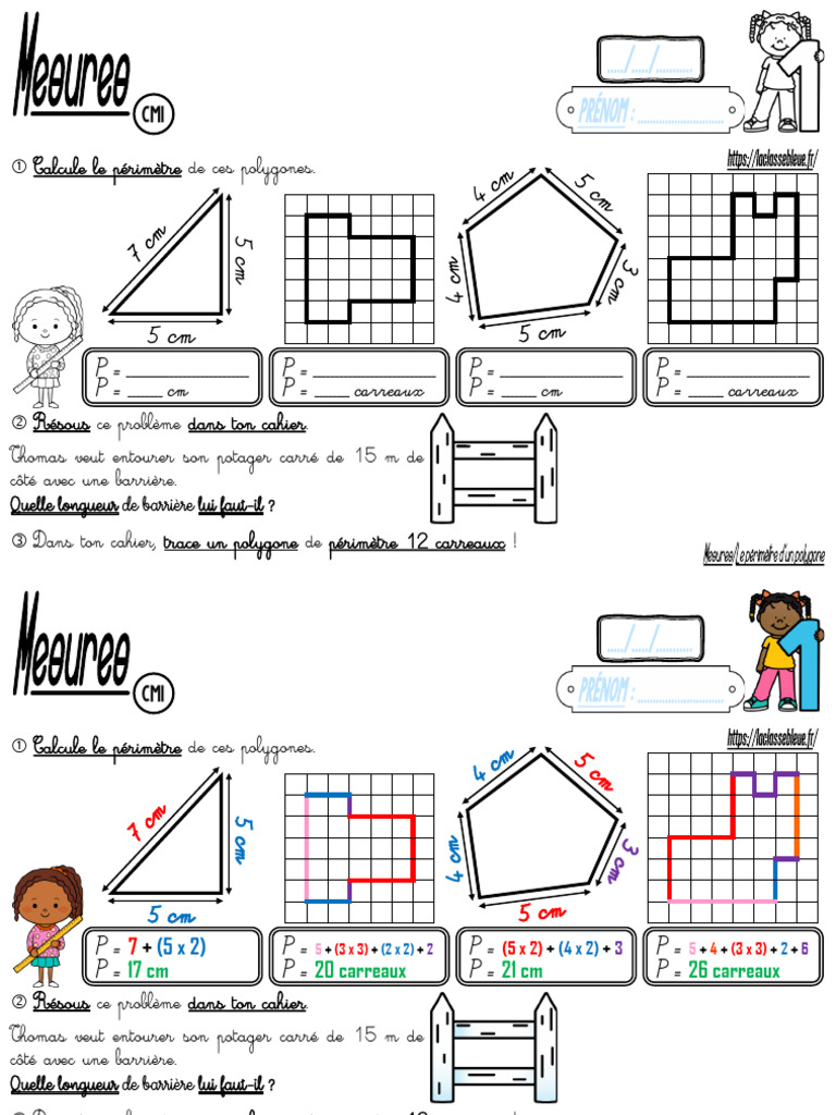 Le Périmètre Dun Polygone CM1 | PDF | Géométrie | Géométrie euclidienne