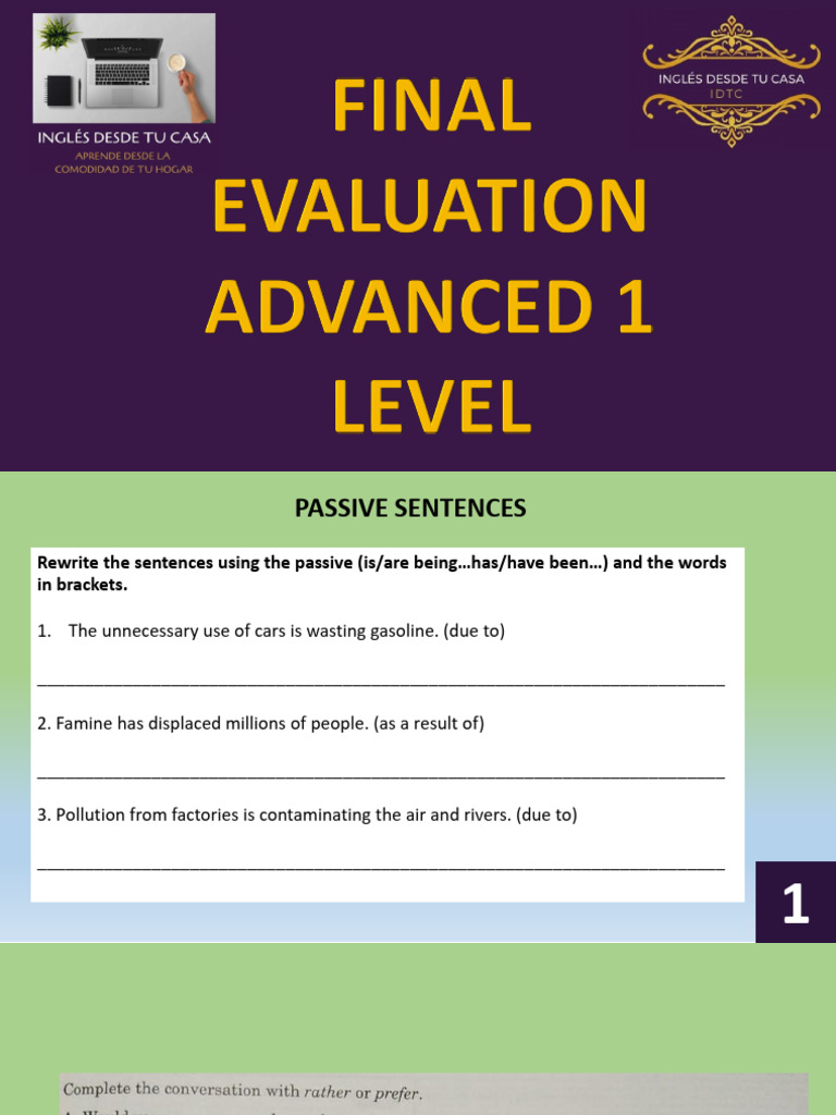 Final Evaluation Advanced 1 - Activities | PDF