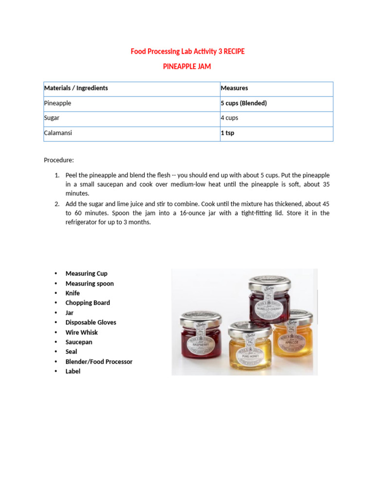 Food Processing Lab Activity 3 | PDF