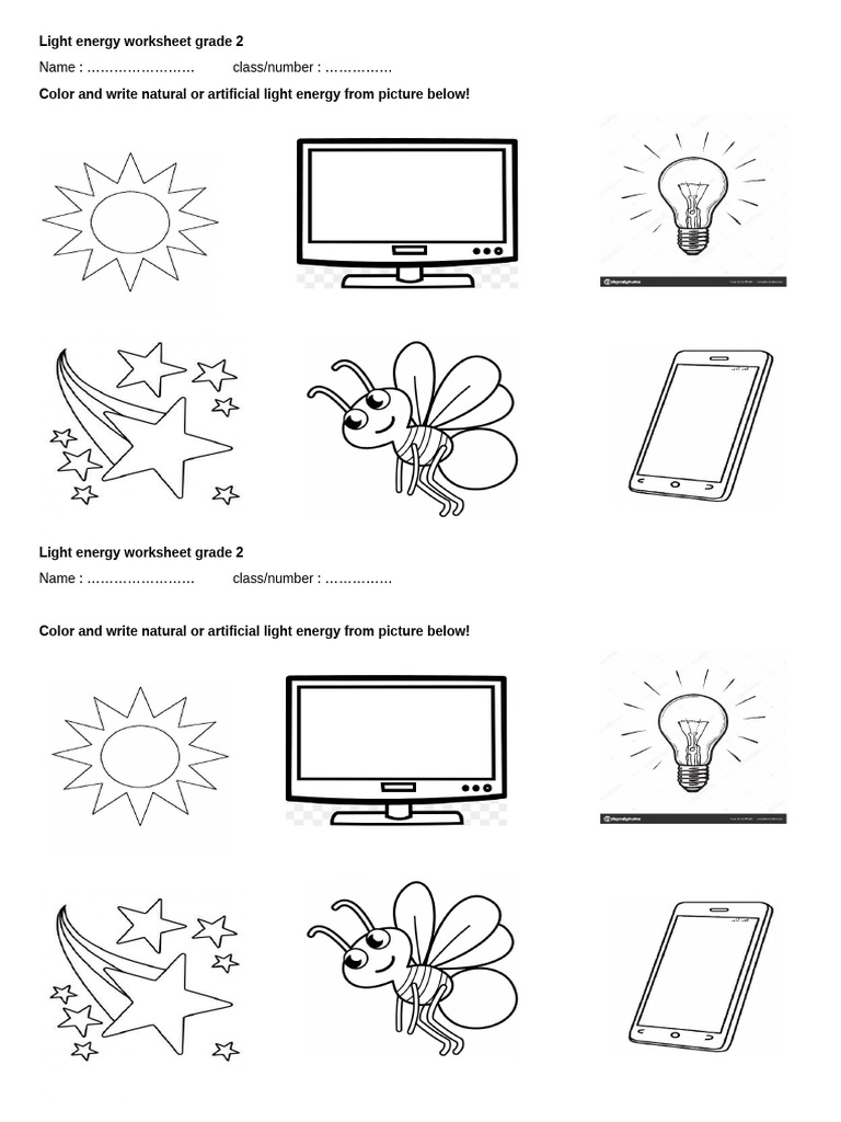 Worksheet Light Energy Grade2 | PDF