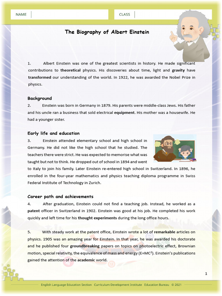 Reading 6 Albert Einstein | PDF | Albert Einstein | Physics