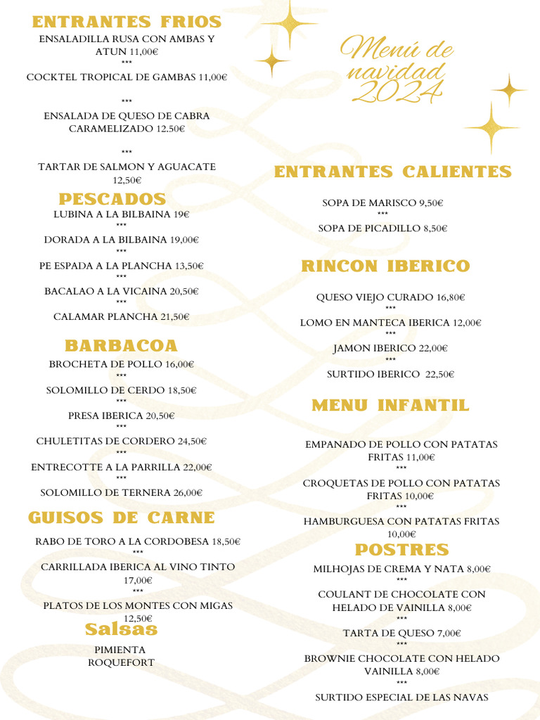 Menú Navidad 2024 | PDF | Preparación de comida y bebida | Comida y bebida