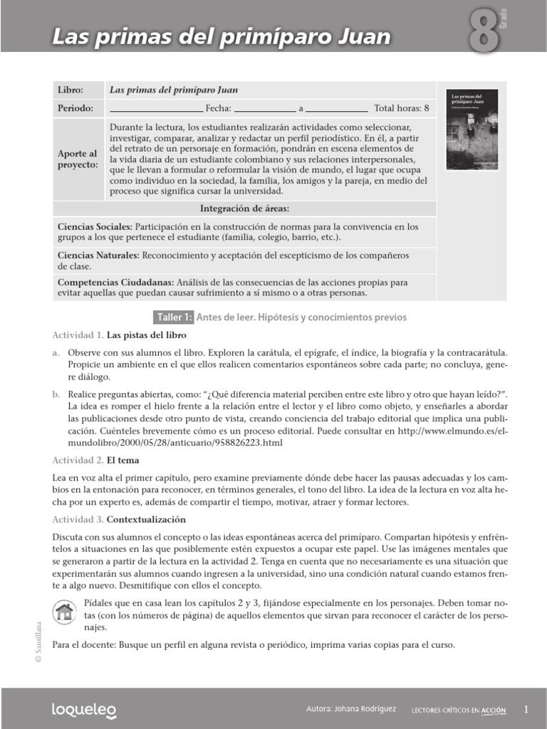 Proylect g8 Las Primas Del Primiparo Juan Pages | PDF | Narración | Libros