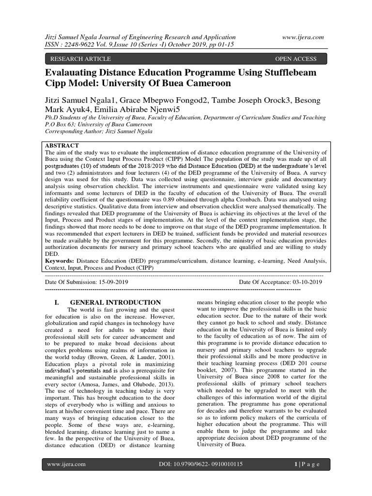 Evalauating Distance Education Programme | PDF | Educational Technology ...