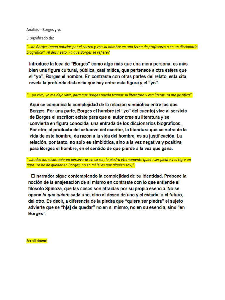 Análisis de "Borges y yo": Dualidad y Existencia | PDF