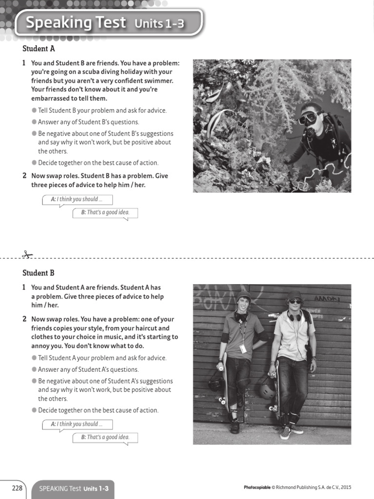 Achievers B1 Test Units 4-6 Speaking | PDF