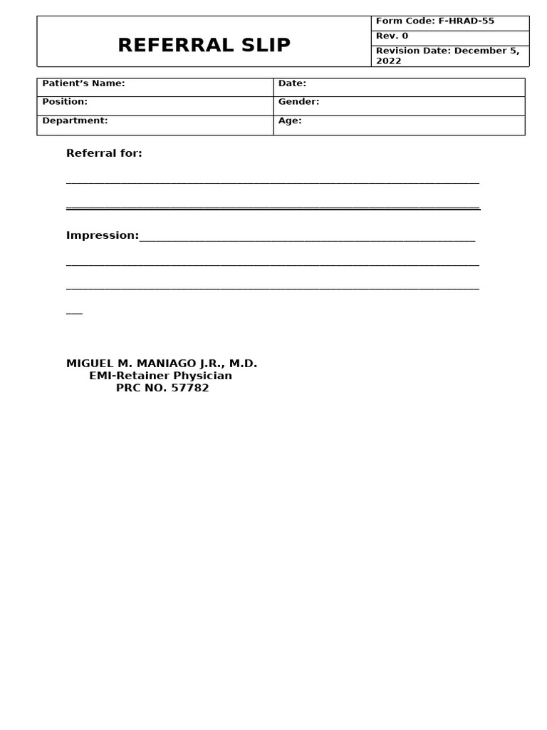 F Hrad 55 Referral Slip | PDF