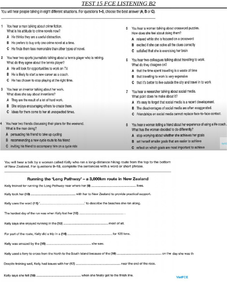 FCE B2 Listening Practice Test | PDF