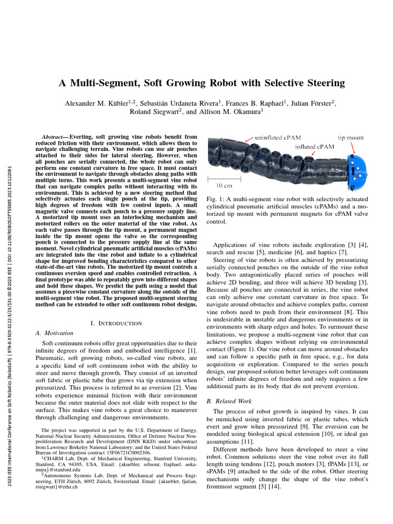 A Multi-Segment Soft Growing Robot With Selective Steering | PDF ...