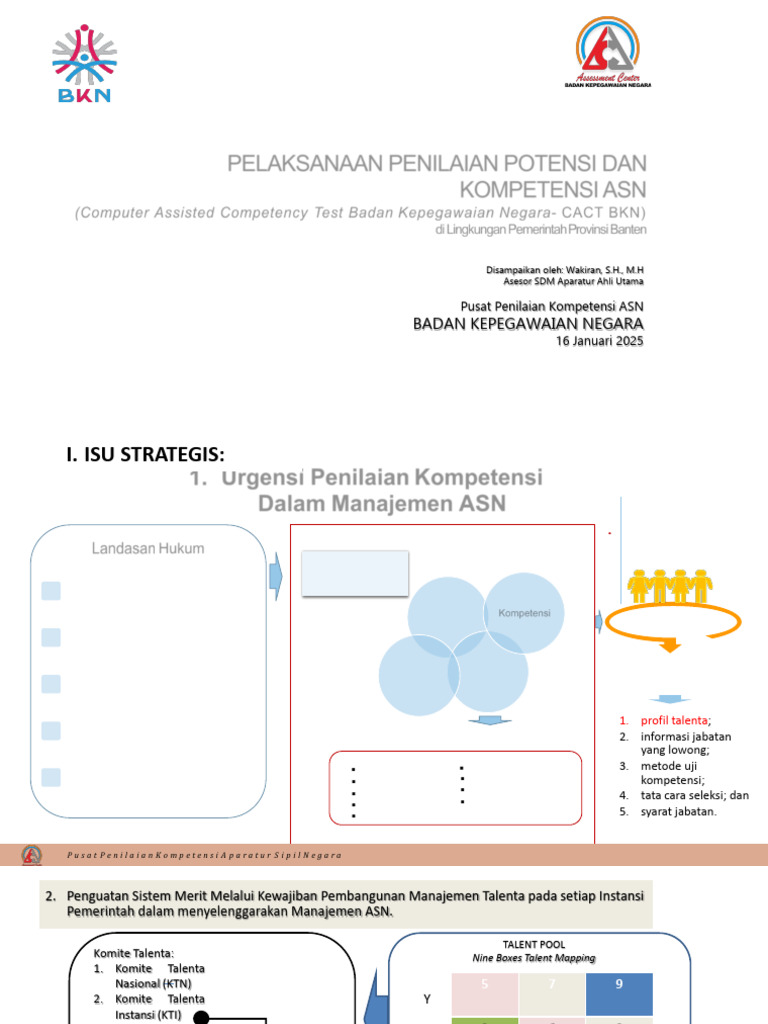 Pembekalan Penilaian - Kompetensi - CACT-BKN (Prov Banten 16 Januari 2025) | PDF