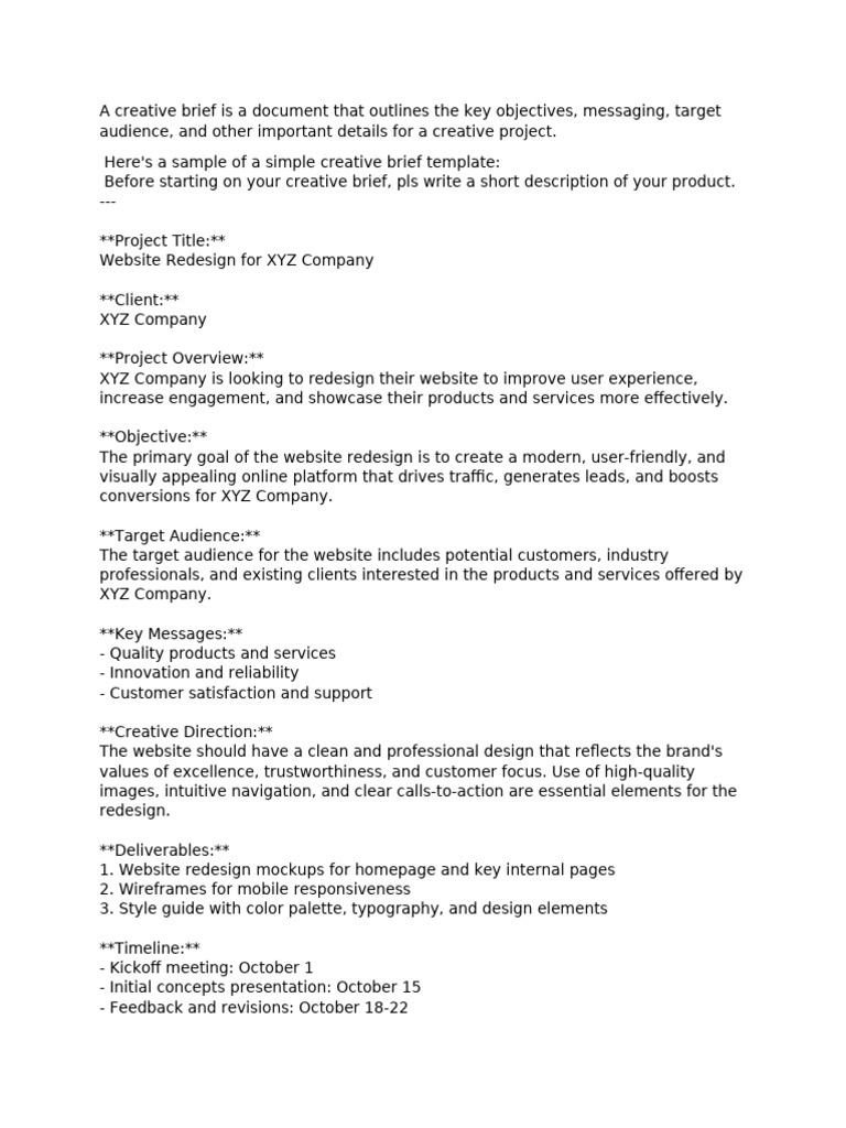 Creative Brief 1 | PDF