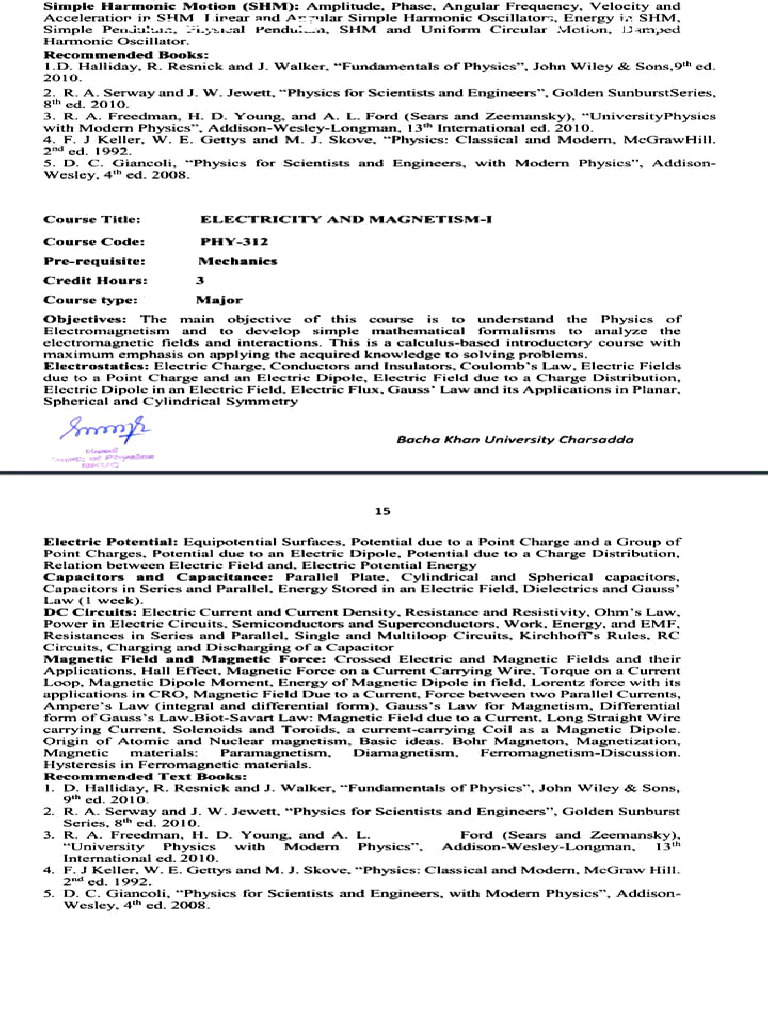 Course Title | PDF | Magnetic Field | Magnetism