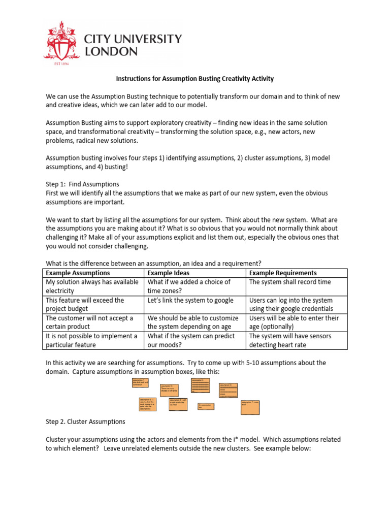 StudyInstructions AssumptionBusting | PDF | Creativity | Cognition