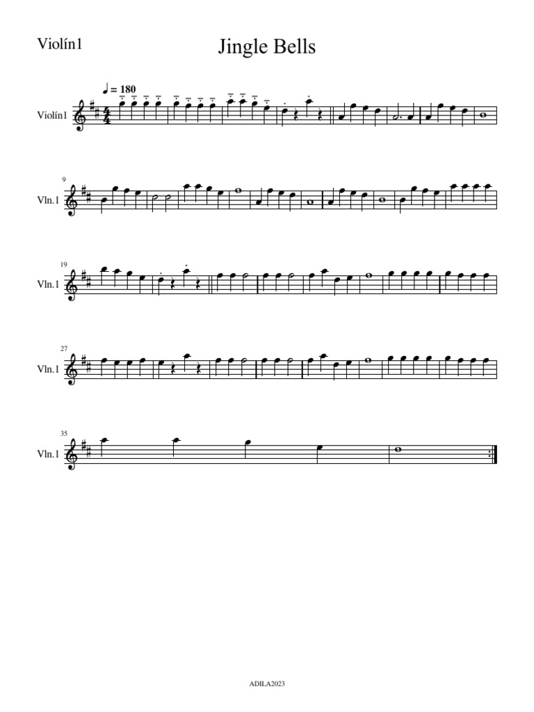 Jingle Bells Violin Sheet Music | PDF