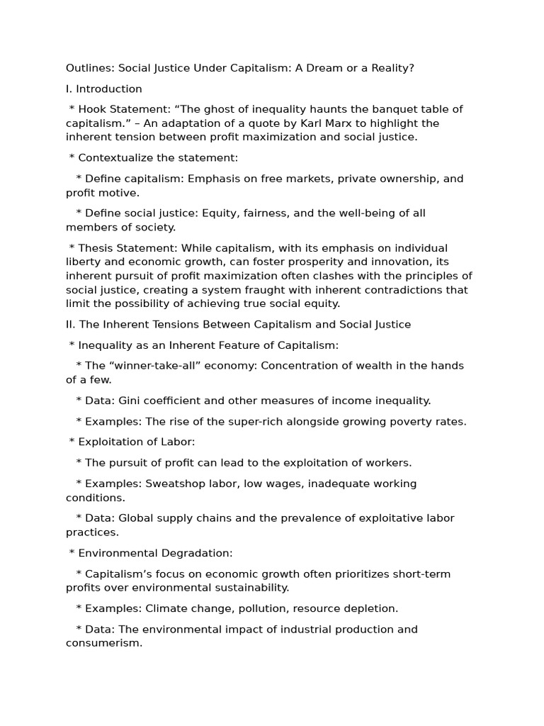 Capitalism and Social Justice | PDF | Capitalism | Poverty & Homelessness