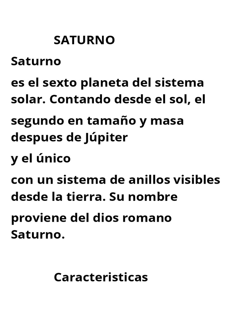 Curiosidades y Datos de Saturno | PDF
