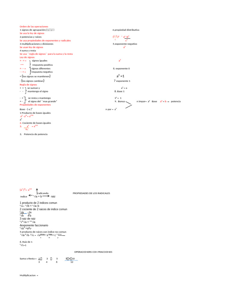Orden de Las Operaciones | PDF