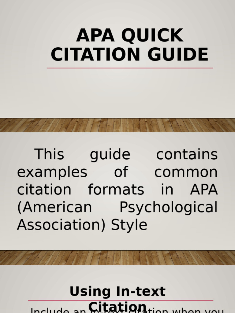 APA Quick Citation Guide | PDF | Citation | Apa Style