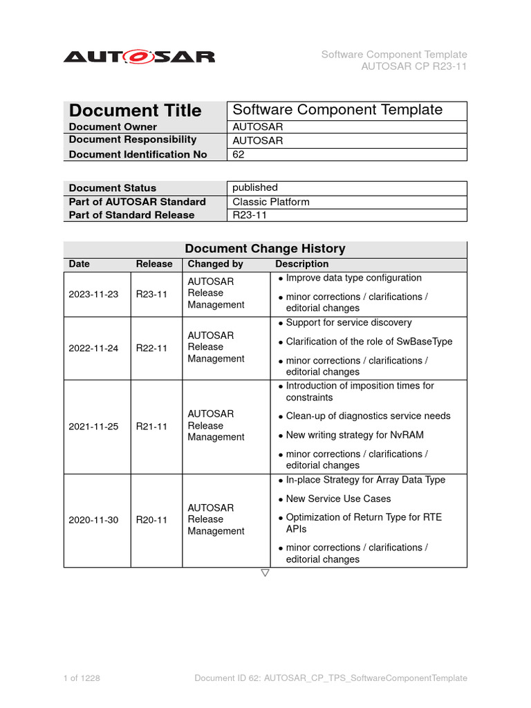 AUTOSAR CP R23-11 Software Template | PDF | Cartesian Coordinate System ...