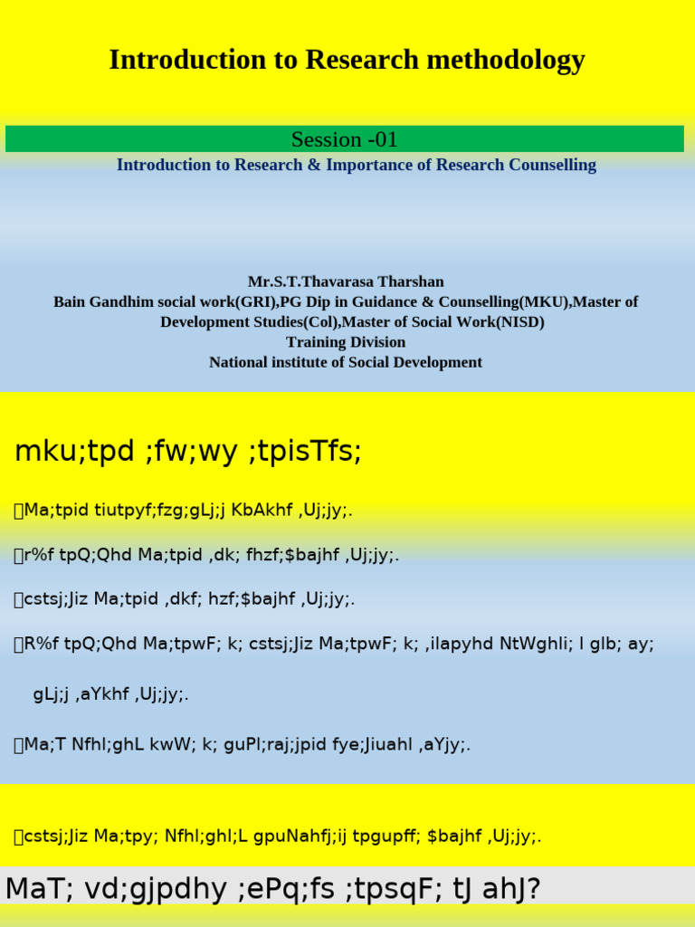 Introduction Research Session I | PDF