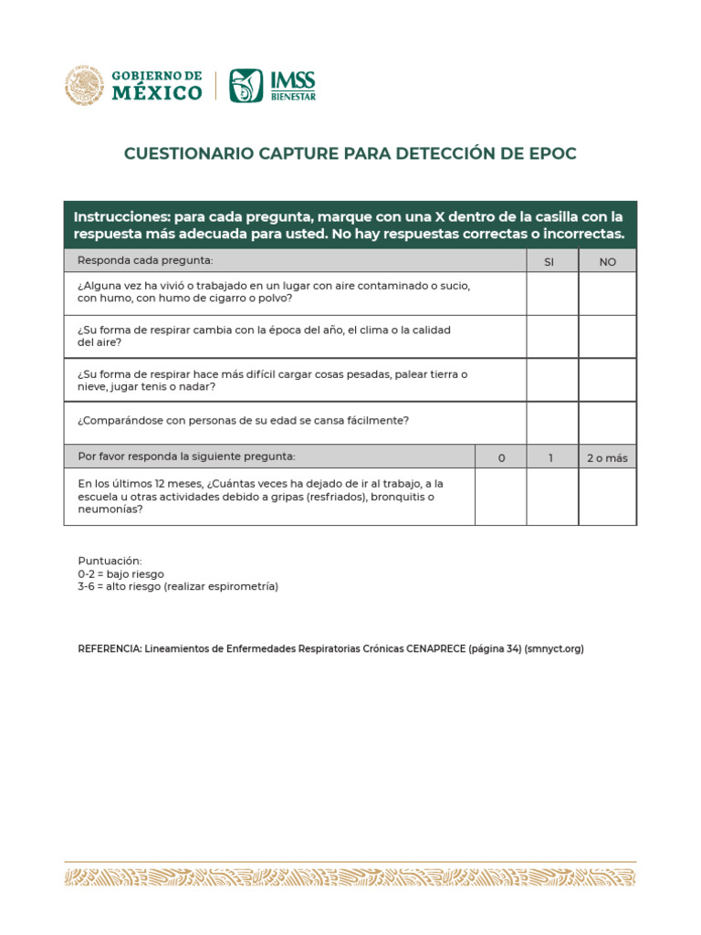 Anexo - 04. Cuestionario para Valorar EPOC (CAPTURE) - IMSSB | PDF