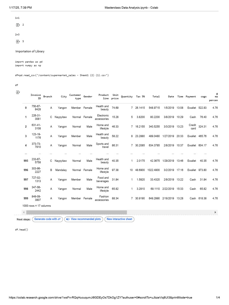 Masterclass Data Analysis - Ipynb - Colab | PDF