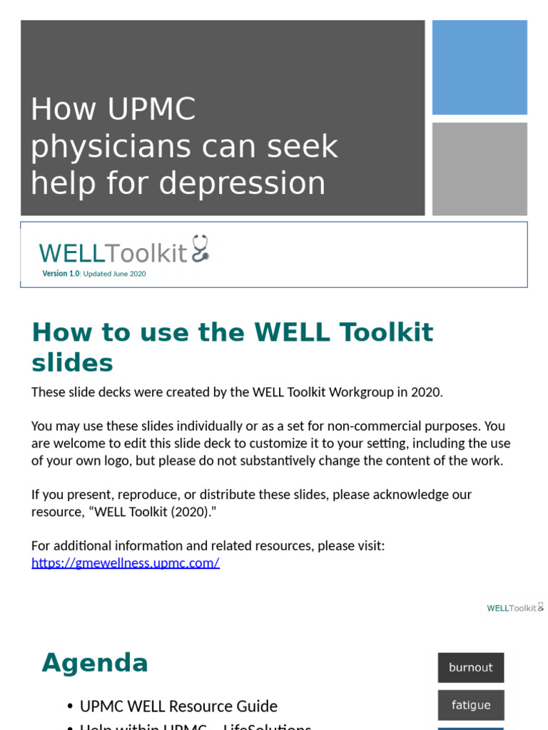 3 - WELL Toolkit - Depression Section - PowerPoint - How UPMC ...