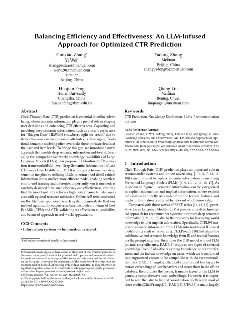 Balancing Efficiency and Effectiveness: An LLM-Infused Approach For Optimized CTR Prediction ...