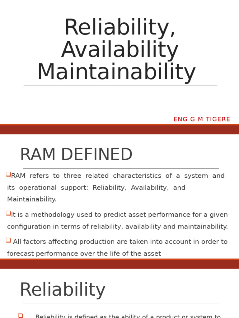 Reliability, Availability Maintainability New | PDF | Reliability ...