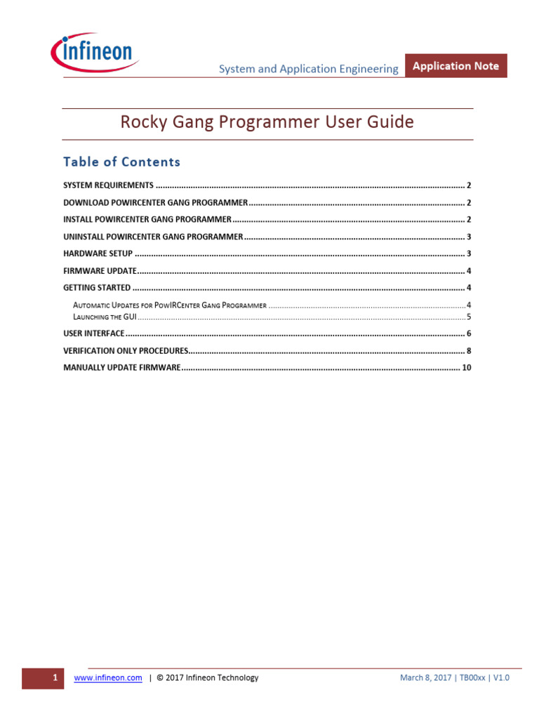 Infineon-Gang Programmer User Guide-UM-v01 - 00-EN | PDF | Microsoft Windows | Graphical User ...