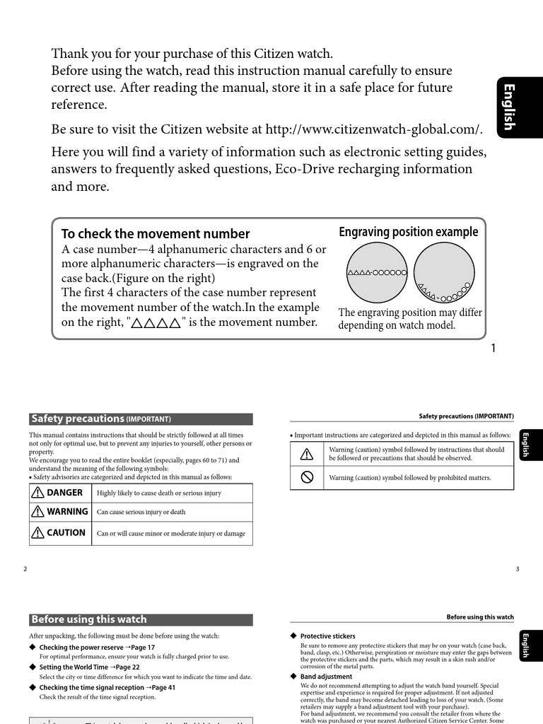 Citizen H800 Watch Instruction Manual | PDF
