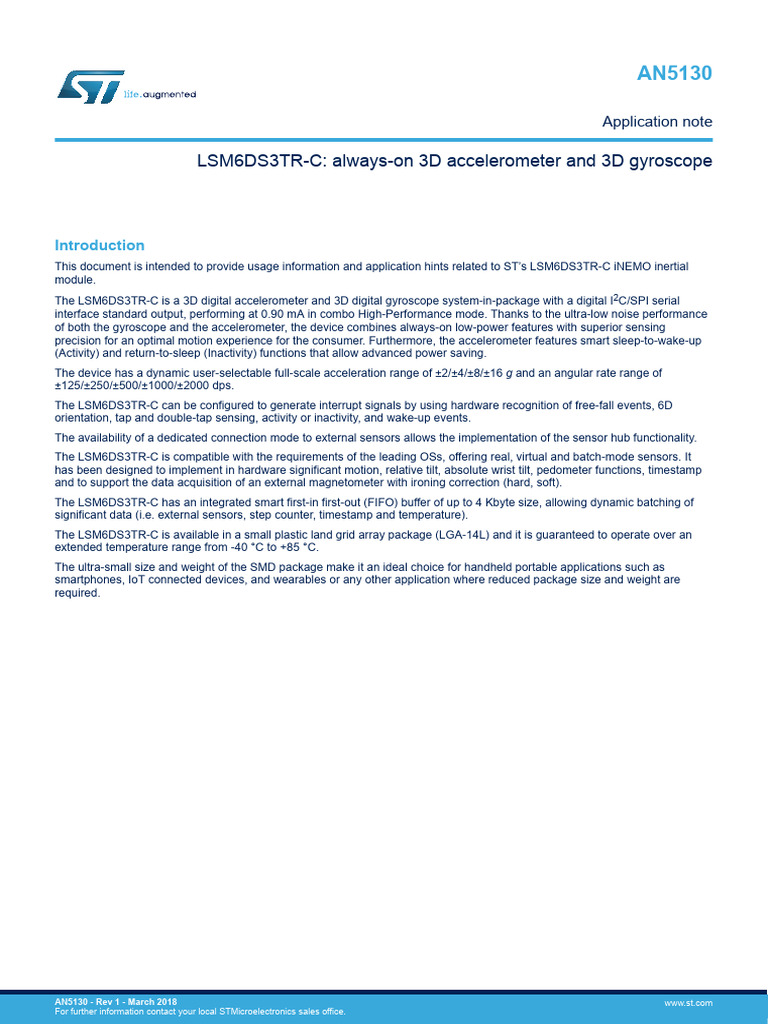 LSM6DS3TR-C Inertial Module Guide | PDF | Accelerometer | Gyroscope